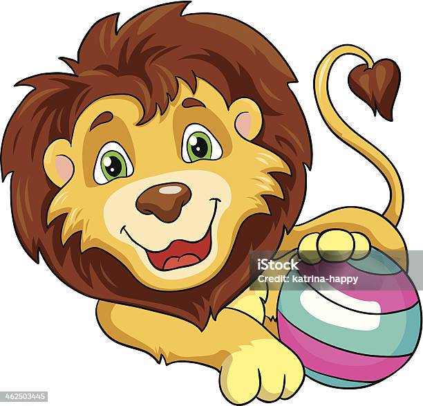 Lion 공 흰색 배경 벡터 일러스트 갈고리 발톱에 대한 스톡 벡터 아트 및 기타 이미지 갈고리 발톱 갈기 귀여운