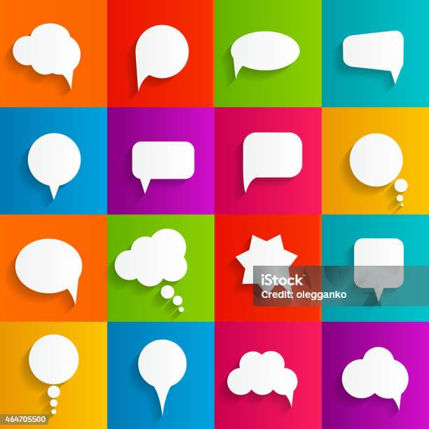 Vector Illustration Of Various Shapes Of Speech Bubble In 3d向量圖形及更多2015