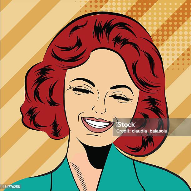 Pop Art Cute Retro Woman In Comics Style Laughing Stock Illustration