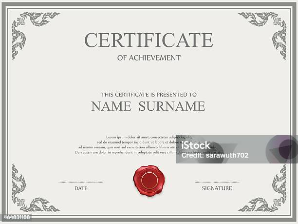 Vector Certificate Template向量圖形及更多2015年圖片 2015年 優惠券 凸版效果 Istock