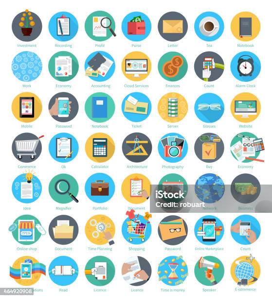 Set Of Business Icons向量圖形及更多圖示圖片 圖示 家庭理財 平面設計 Istock