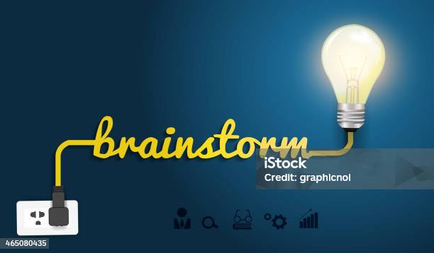 Konsep Brainstorming Vektor Dengan Ide Bola Lampu Kreatif Ilustrasi