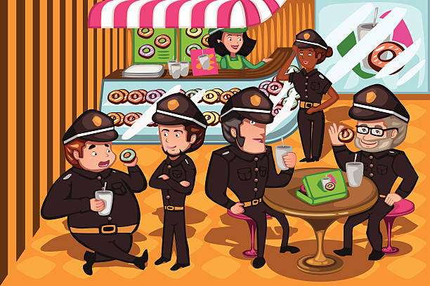 40 Cop Eating Donut Cartoon Stock Illustrations Royalty Free Vector
