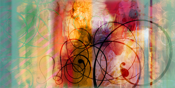 Swirls On 색상화 혼합됨 미디어 0명에 대한 스톡 벡터 아트 및 기타 이미지 0명 그런지 이미지 기법 꽃무늬