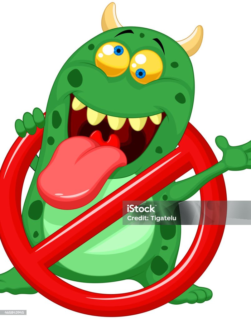 Kartun Stop Virus Virus Hijau Dalam Tanda Peringatan Merah Ilustrasi ... Kartun Stop Virus Virus Hijau Dalam Tanda Peringatan Merah Ilustrasi ...