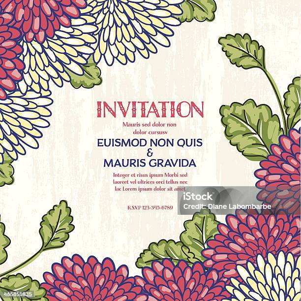 Doodled 국화 플로럴 카드 템플릿 결혼식에 대한 스톡 벡터 아트 및 기타 이미지 결혼식 국화 귀여운 Istock