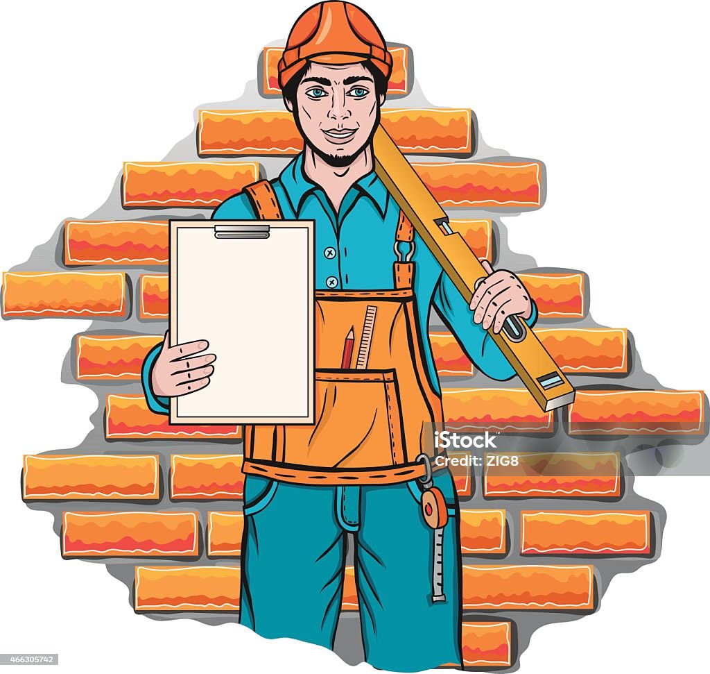 Builder 쥠 기포수준기 2015년에 대한 스톡 벡터 아트 및 기타 이미지 2015년 건설 산업 건설업자 Istock