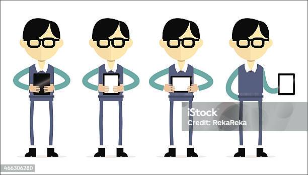 Asian Man Holding Tablet Device Stock Illustration Download Image Now