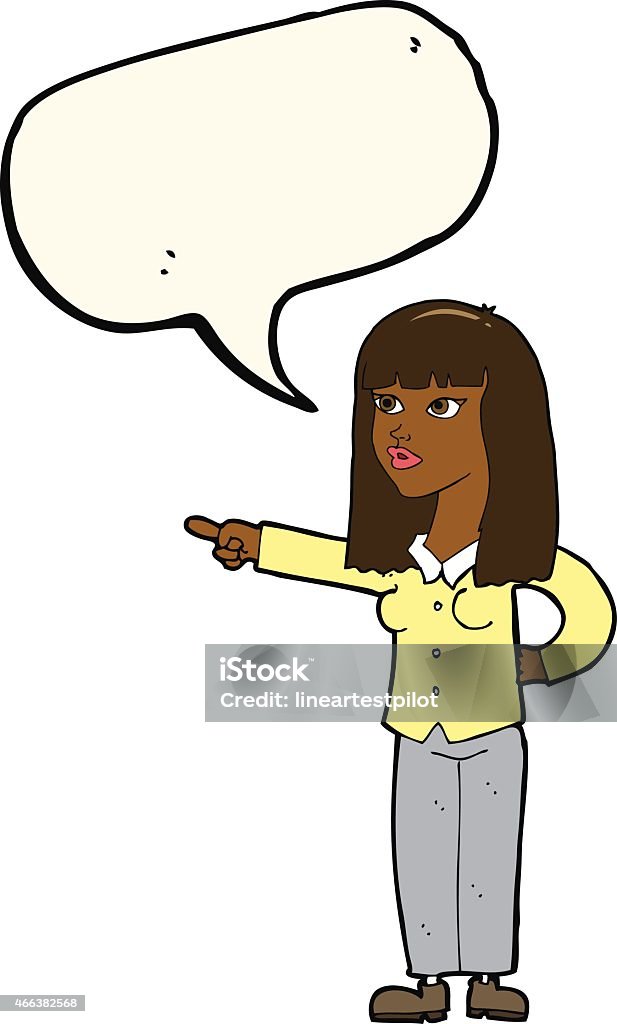 Cartoon Pretty Woman Pointing With Speech Bubble Stock Illustration