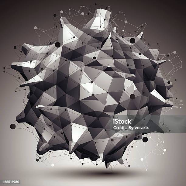 Ilustración De Objeto Abstracto Asimétrico Monocromo Con Malla De
