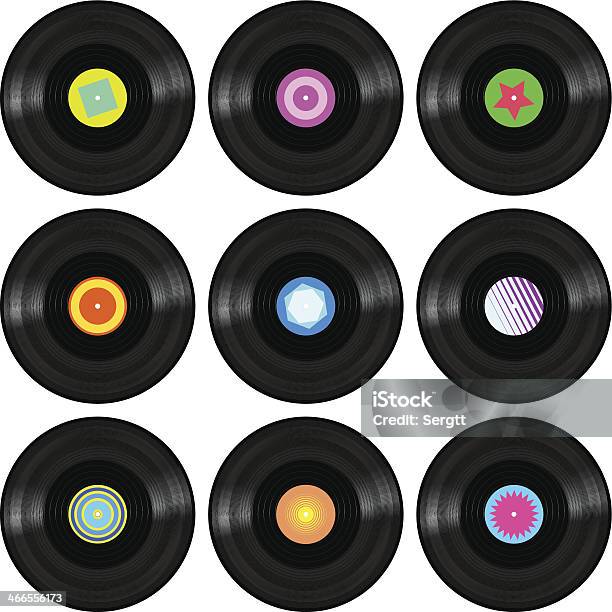 Vinyl Record Realistic Vector Illustration向量圖形及更多一組物體圖片 一組物體 具有特定質地