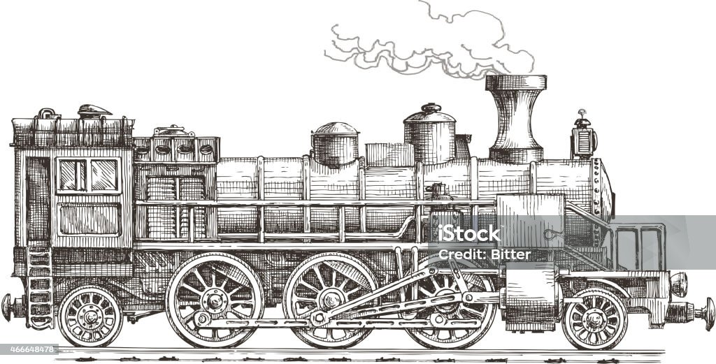 Retro Uap Lokomotif Vektor Desain Template Kereta Atau Kereta Api Ilustrasi Stok Unduh Gambar