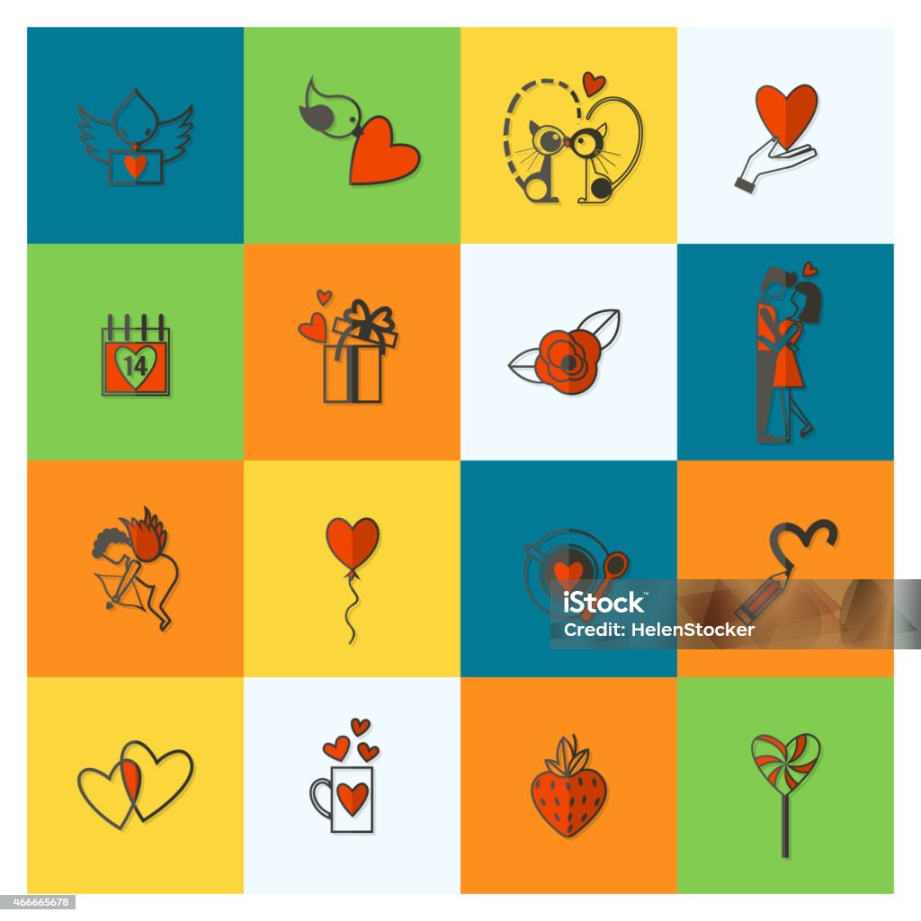 Happy Valentines Day Icons Stock Illustration Download Image Now 2015 Backgrounds Bird