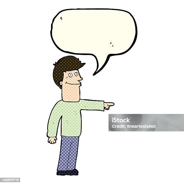 Homme En Dessin Animé Pointant Du Doigt Avec Bulle De Dialogue Vecteurs