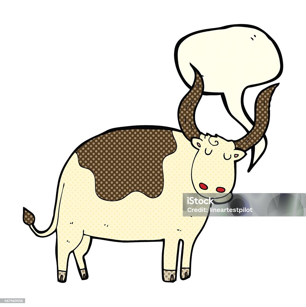 Kartun Lembu Dengan Gelembung Ucapan Ilustrasi Stok Unduh Gambar