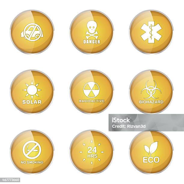 Panneau Davertissement Jaune Vector Icône Bouton Set Design Vecteurs