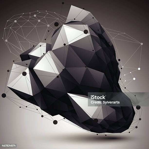 Ilustración De Asimétrico Abstracto Vector Monocromo Objeto Malla De