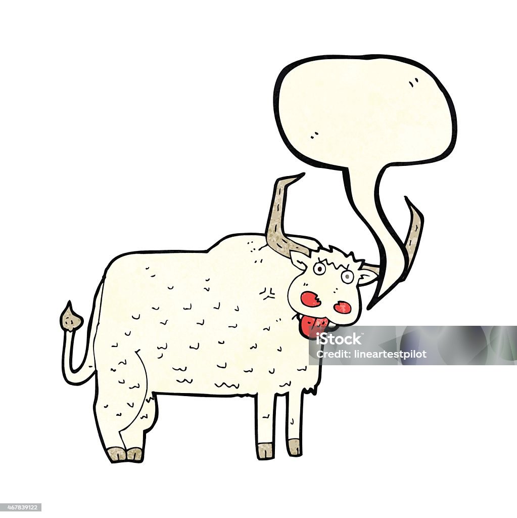 Cartoon Hairy Cow With Speech Bubble Stock Illustration Download Image Now 2015 Cheerful