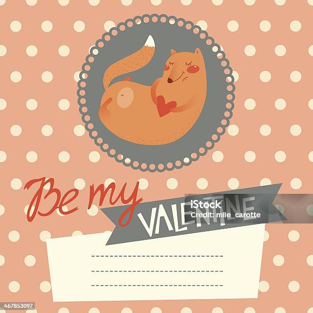 Desain Kartu Hari Valentine Dengan Rubah Lucu Ilustrasi Stok Unduh