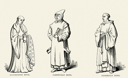 Medieval Monks Benedictine Carthusian And Cistercian Stock Illustration ... Medieval Monks Benedictine Carthusian And Cistercian Stock Illustration ...