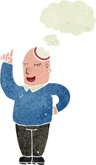 Retro Cartoon Man With Idea向量圖形及更多仔細考慮圖片 仔細考慮 剪貼畫 卡通 Istock