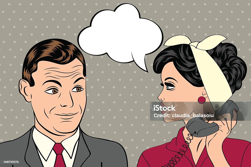 Pop Art Cute Retro Couple In Comics Style Stock Illustration Download