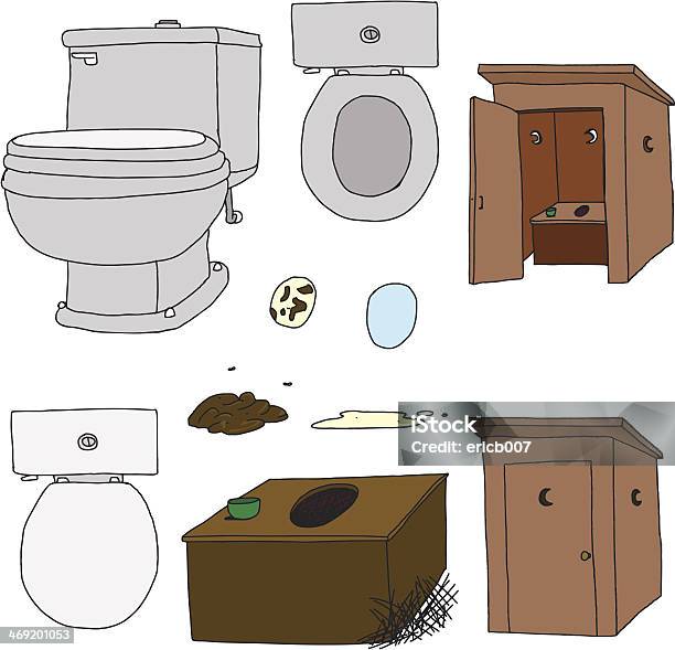 Toilet And Outhouse Illustrations向量圖形及更多室外廁所圖片 室外廁所 廁所 建築物 符號
