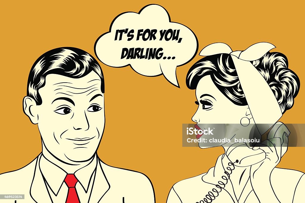 Pop Art Cute Retro Couple In Comics Style Stock Illustration Download