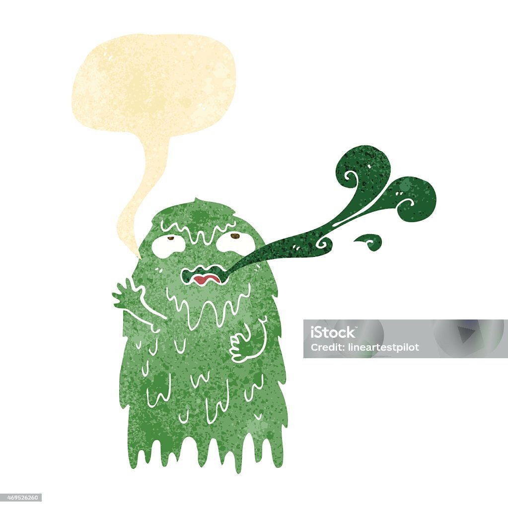 Hantu Kartun Kotor Dengan Gelembung Ucapan Ilustrasi Stok Unduh