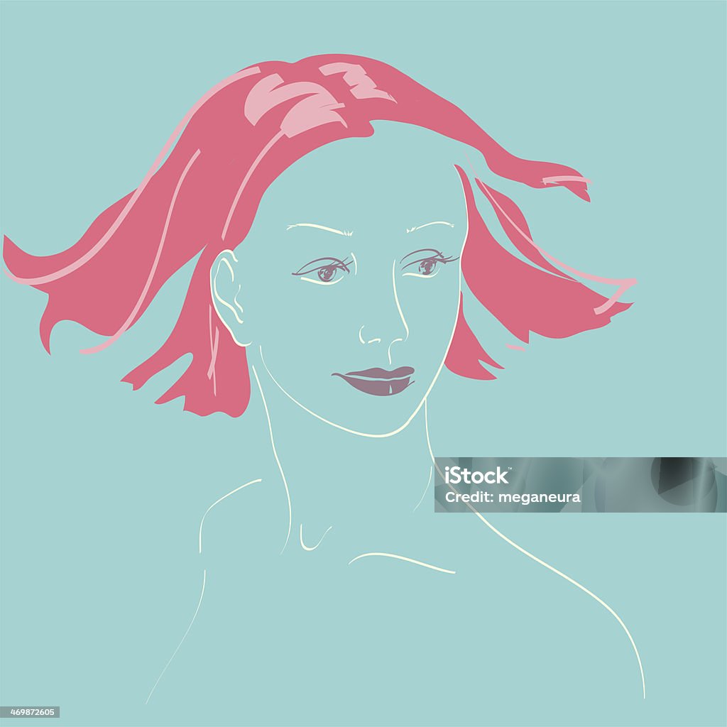 Beautiful Woman Face Handdrawn Portrait Illustration Stock Illustration