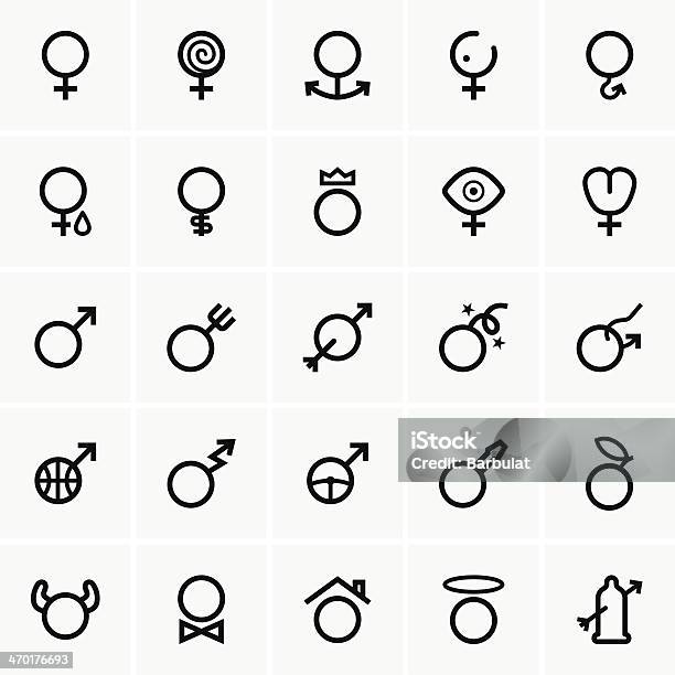 Ilustración De Iconos Macho Y Hembra Y Más Vectores Libres De Derechos