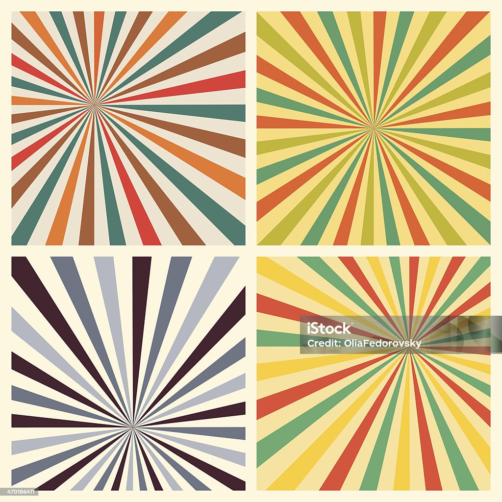 Sunburst Retro Textured Grunge Background Set Stock Illustration