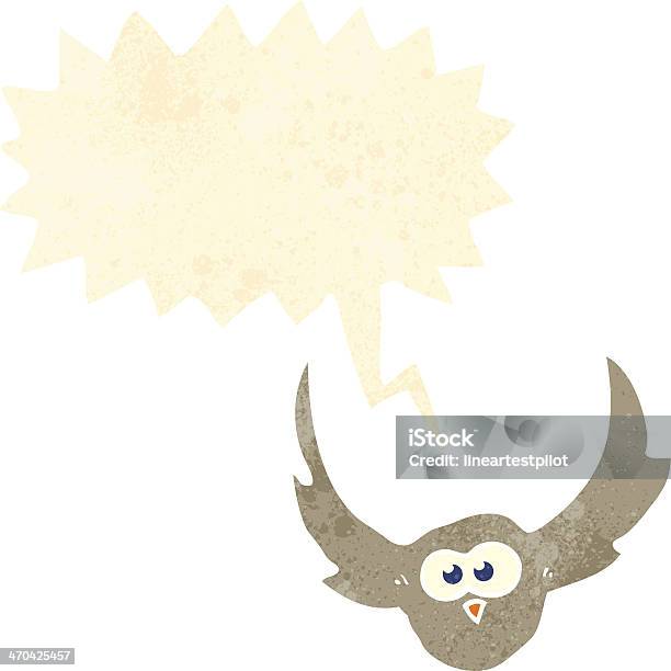 Kartun Retro Burung Hantu Terbang Dengan Gelembung Ucapan Ilustrasi