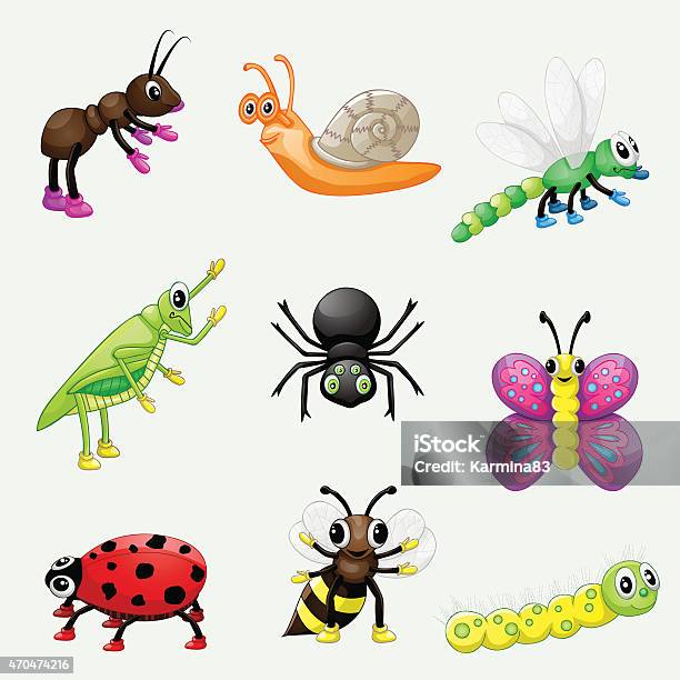 Set Of Cute Cartoon Insects向量圖形及更多插圖圖片 插圖 蟬 2015年 Istock