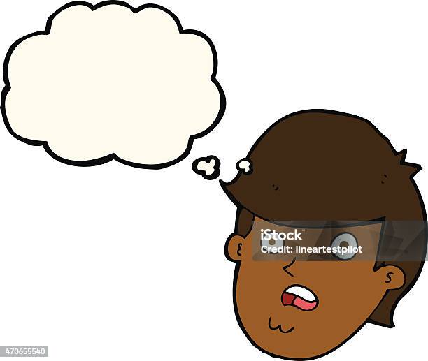 Cartoon Man With Big Chin With Thought Bubble向量圖形及更多2015年圖片 2015年 下巴