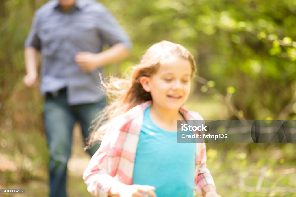 Family Fun Father Chases Daughter Through Woods Spring Summer Season ... Family Fun Father Chases Daughter Through Woods Spring Summer Season ...
