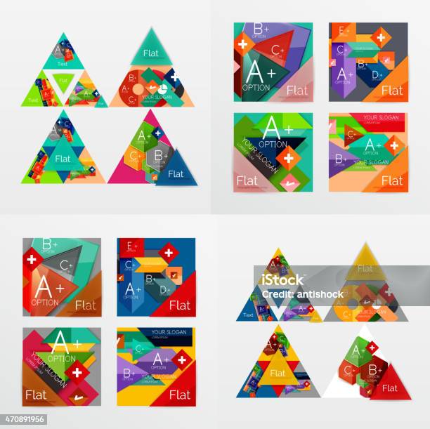 Spanduk Info Geometris Desain Datar Kotak Web Ilustrasi Stok Unduh