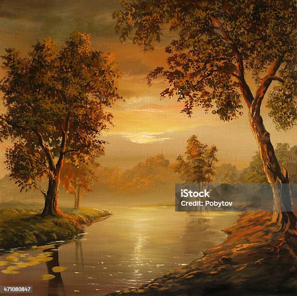 Riverside 밤 하루 시간대에 대한 스톡 벡터 아트 및 기타 이미지 밤 하루 시간대 풍경 호수 Istock