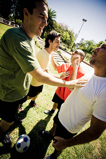 Free Stock Photo of Soccer players pushing each other for a ball ...