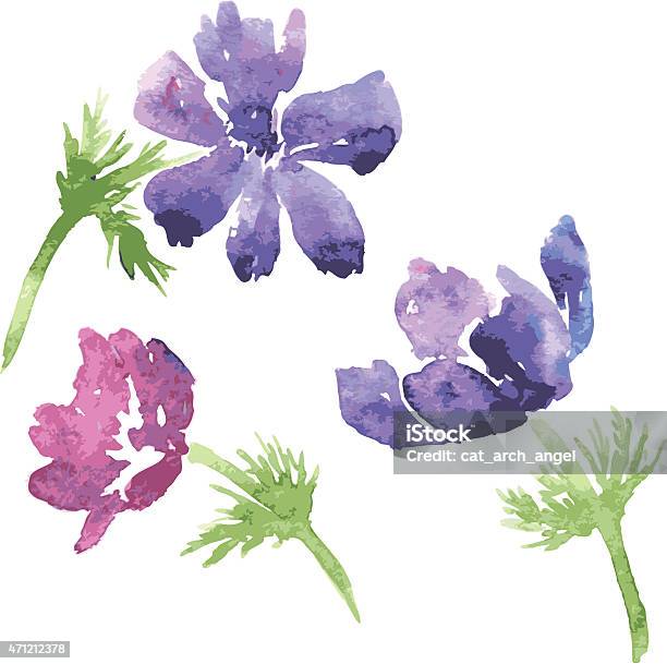 Ensemble Daquarelle Dessin De Fleurs Vecteurs Libres De Droits Et Plus