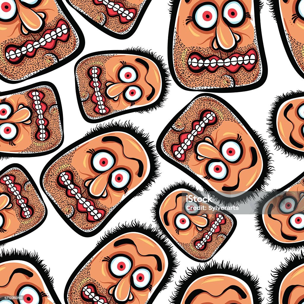 Faces Seamless Background Vector Cartoon Style Pattern Stock