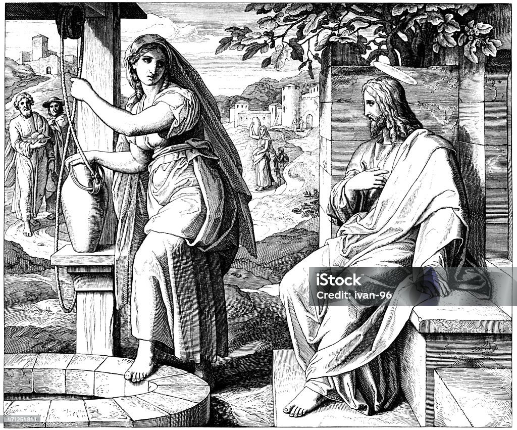 Jesus And The Samaritan Woman Stock Illustration Download Image Now