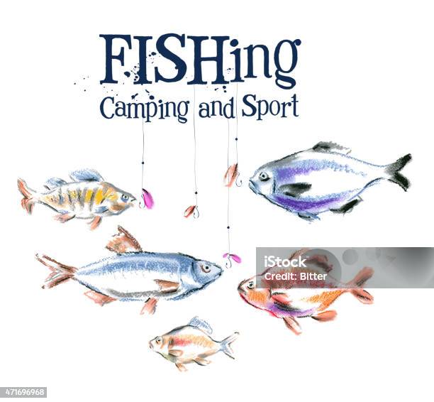 Templat Desain Logo Vektor Ikan Ikon Memancing Atau Olahraga Ilustrasi