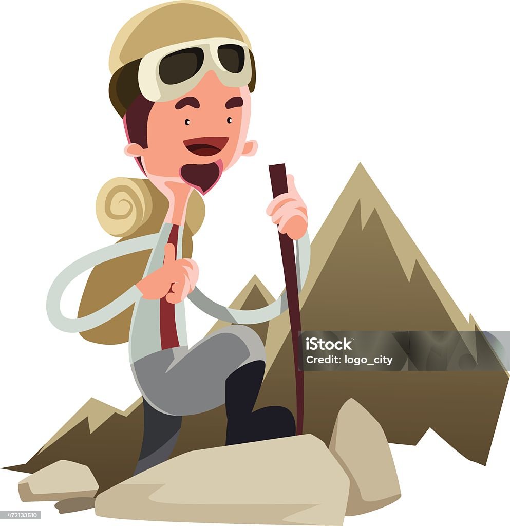 Manusia Akan Mendaki Gunung Vektor Ilustrasi Karakter Kartun Ilustrasi