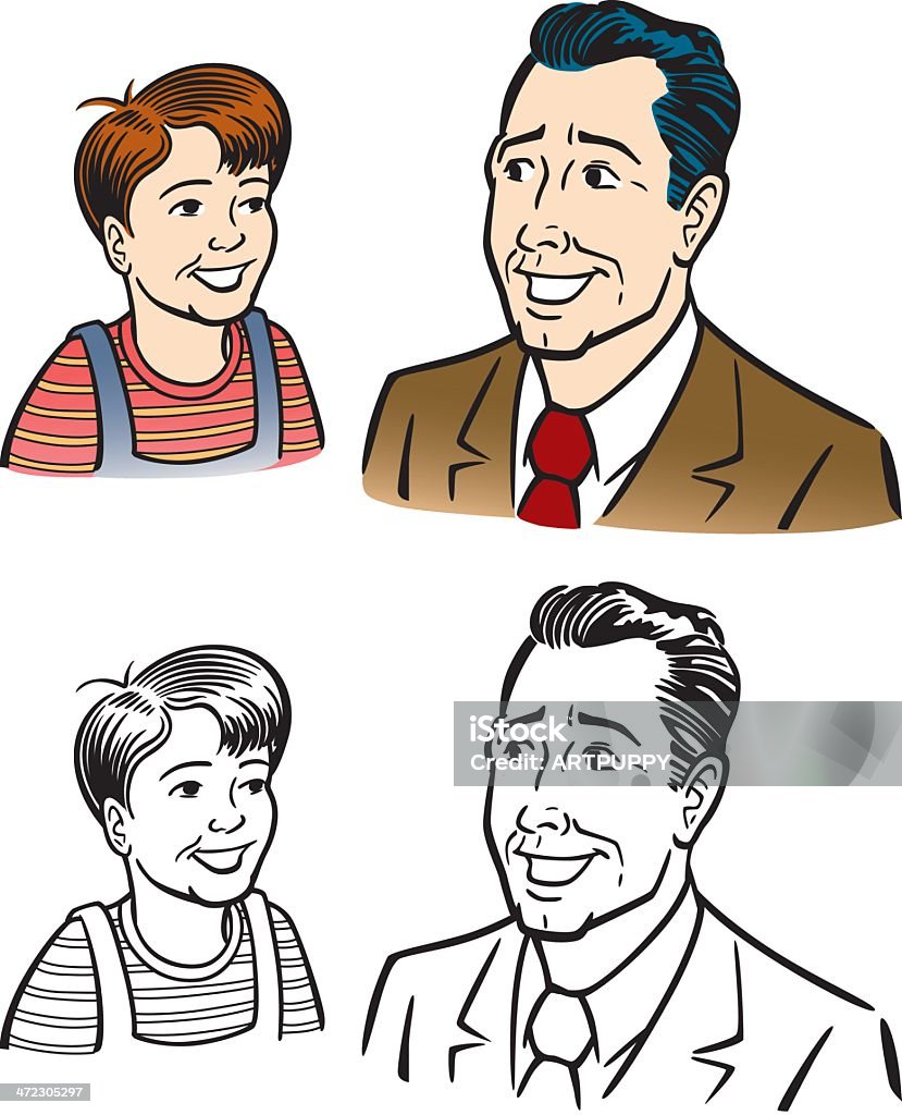 Vetores De Vintage Pai E Filho E Mais Imagens De Estilo Retrô Estilo Retrô Pai 1950 1959