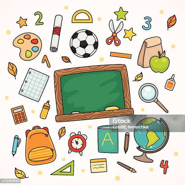 Back To School 설정 0명에 대한 스톡 벡터 아트 및 기타 이미지 0명 가위 계산기 Istock