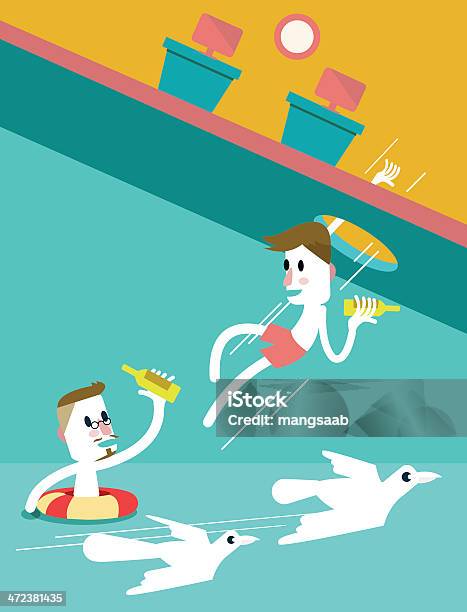 Dua Pengusaha Melompat Ke Laut Dari Kantor Ilustrasi Stok Unduh