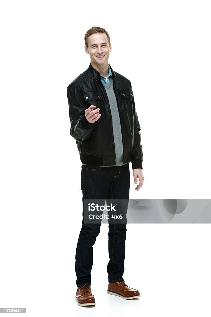 Smiling Casual Man Pointing Towards Camera Stock Photo - Download Image ... Smiling Casual Man Pointing Towards Camera Stock Photo - Download Image ...