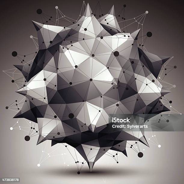 Spatial Vector Monochrome Digital Object 3d Technology Figure W Stock Illustration Download