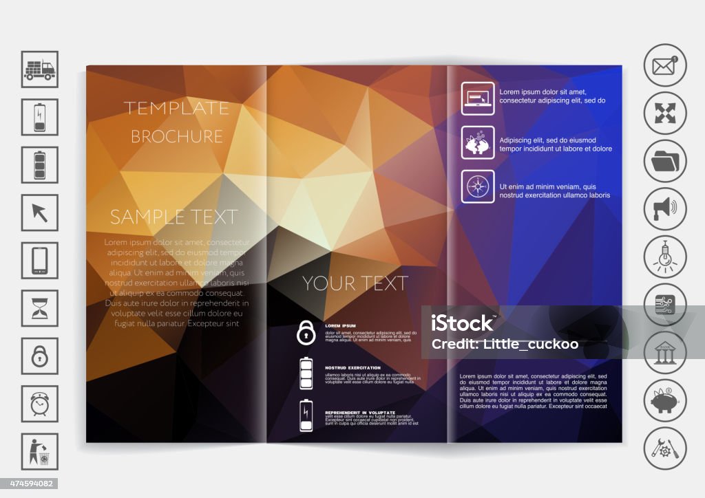 Trifold Brochure Mock Up Vector Design Polygonal Background Stock
